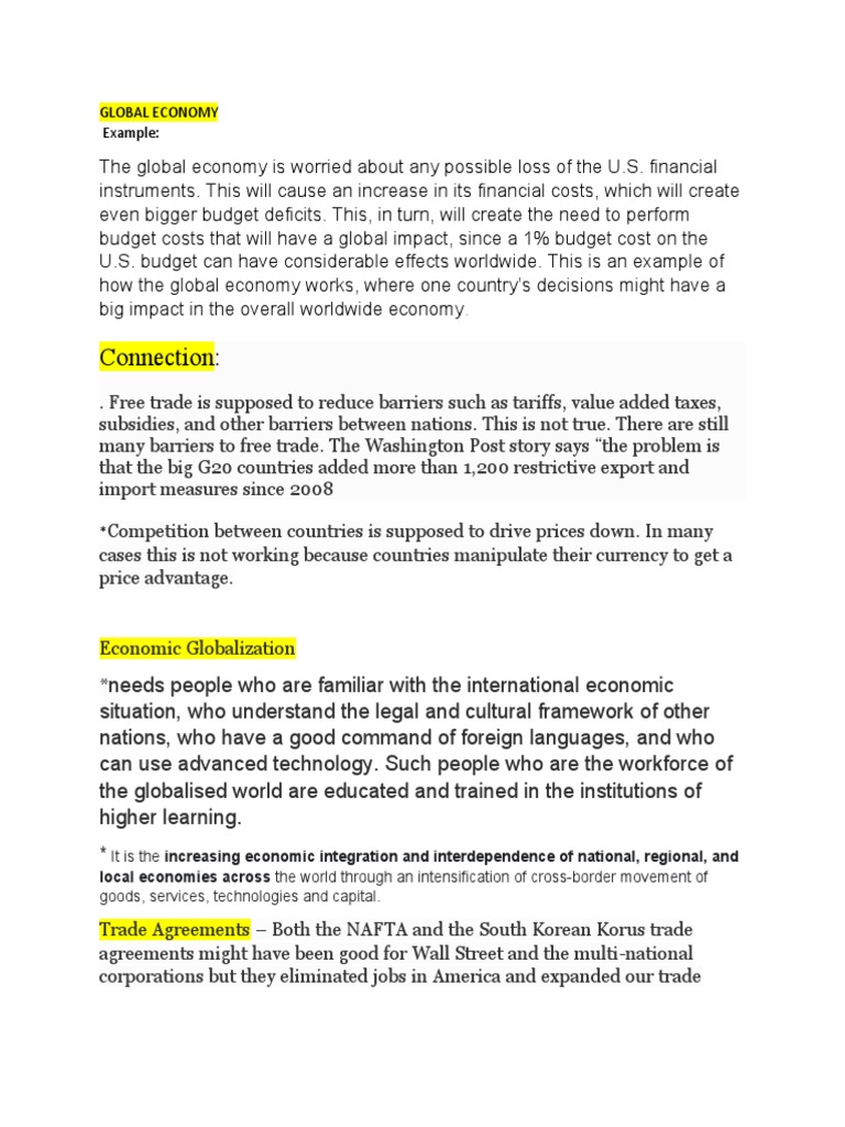 Global Economy | PDF | Globalization | Tariff