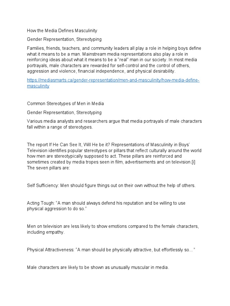 How The Media Defines Masculinity | PDF | Masculinity | Gender Role