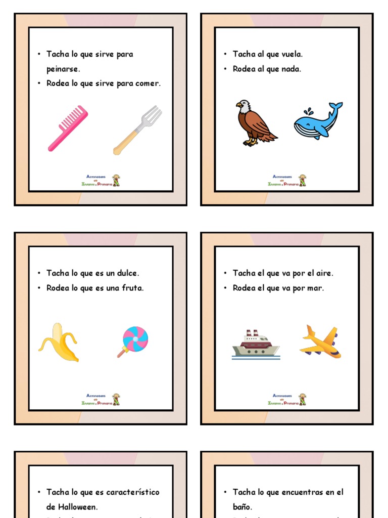 Tarjetas Comprension Lectora Instrucciones | PDF