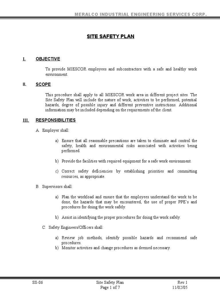 SS-06 Site Safety Plan | PDF | Personal Protective Equipment | Hazards