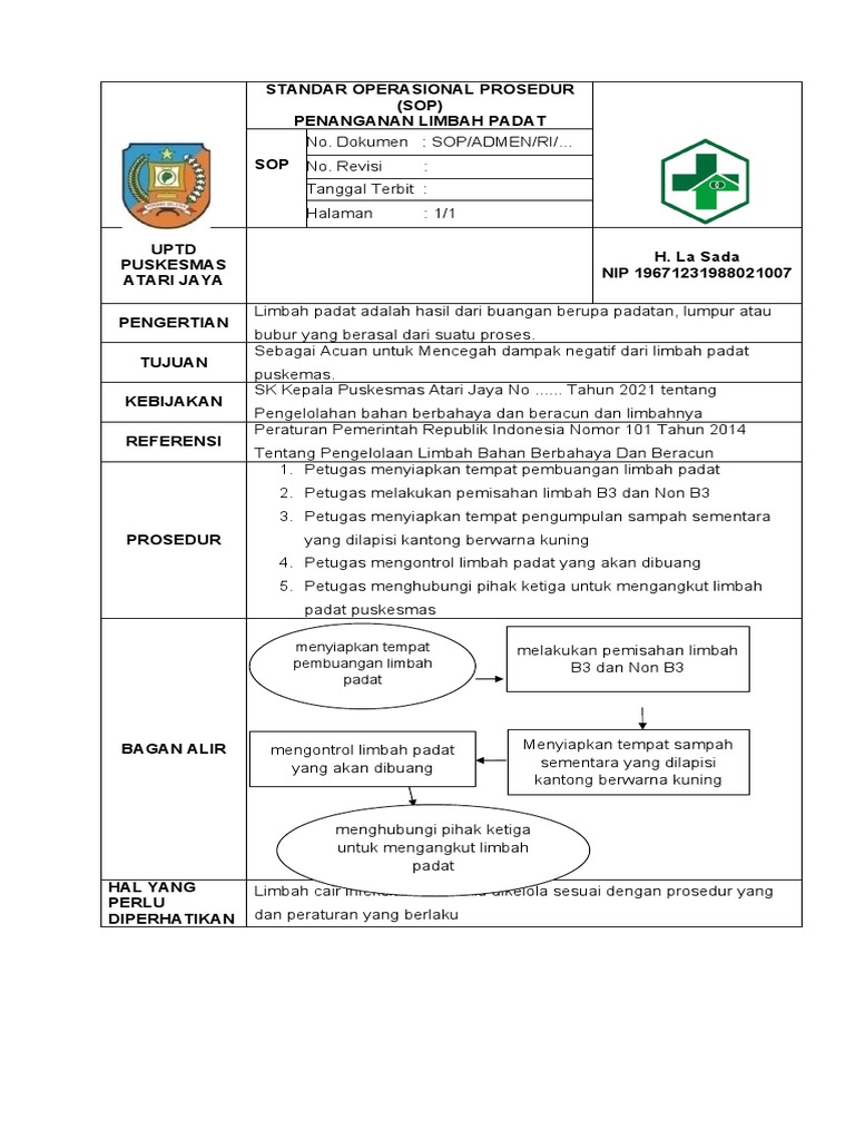 Sop Penanganan Limbah Padat | PDF