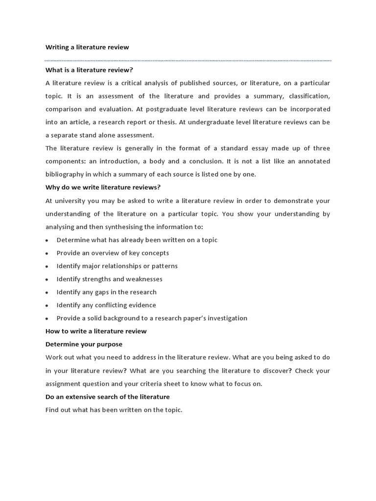 How to Write a Literature Review | PDF | Thesis | Essays