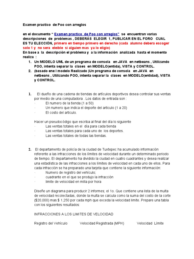 Ejerc Exam Pract Poo U1 y 2 | PDF | Coro | Ingeniería