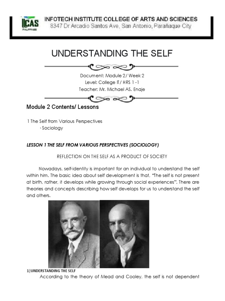Understanding The Self: Module 2 Contents/ Lessons | PDF | Self Concept | Self