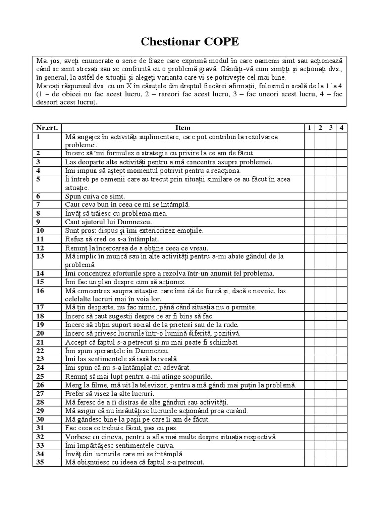 Chestionar COPE | PDF