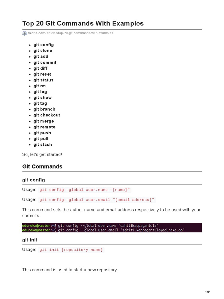 Top 20 Git Commands | PDF | Computer File | Computer Data