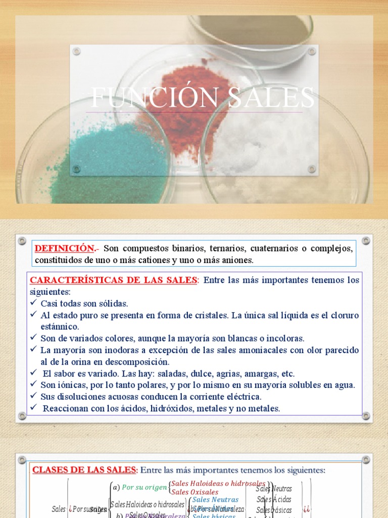 Características y clasificación de las sales neutras | PDF | Sal ...
