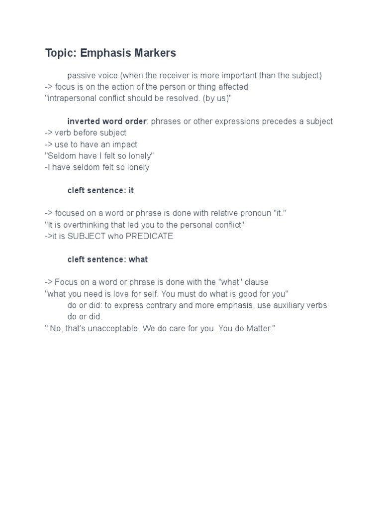 Emphasis Markers & Persuasive Speech (Short) | PDF