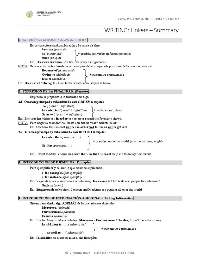 WRITING - Linkers | PDF | Unidades Semánticas | Lingüística