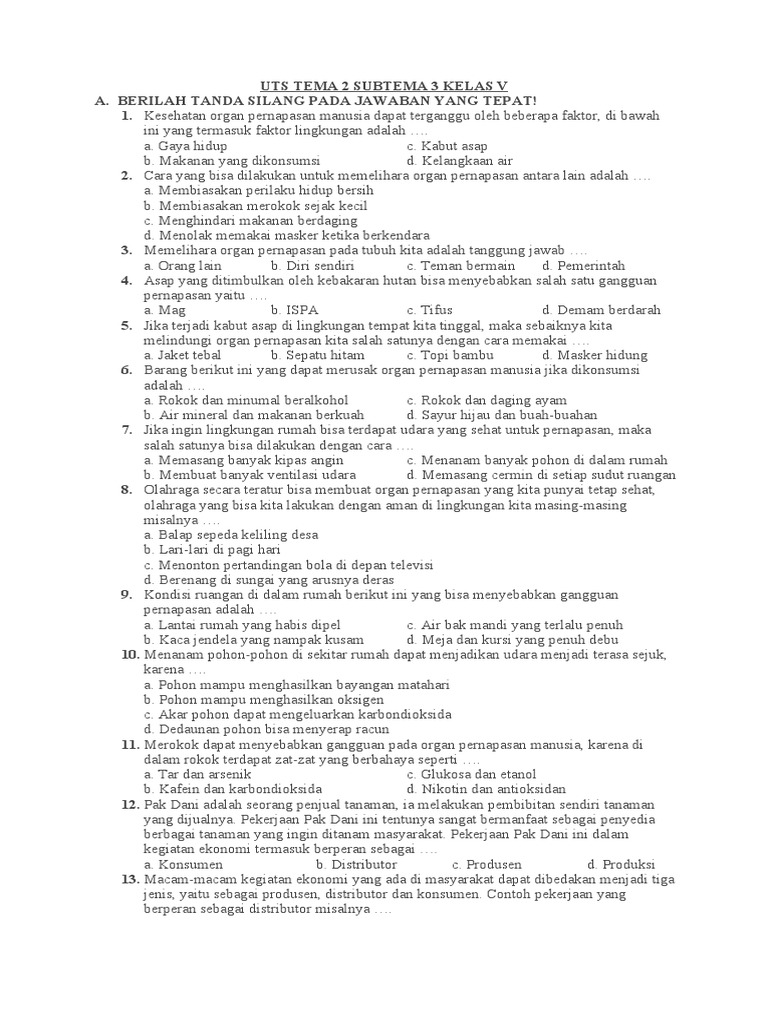 Uts Tema 2 SB 3 KLS 5 | PDF