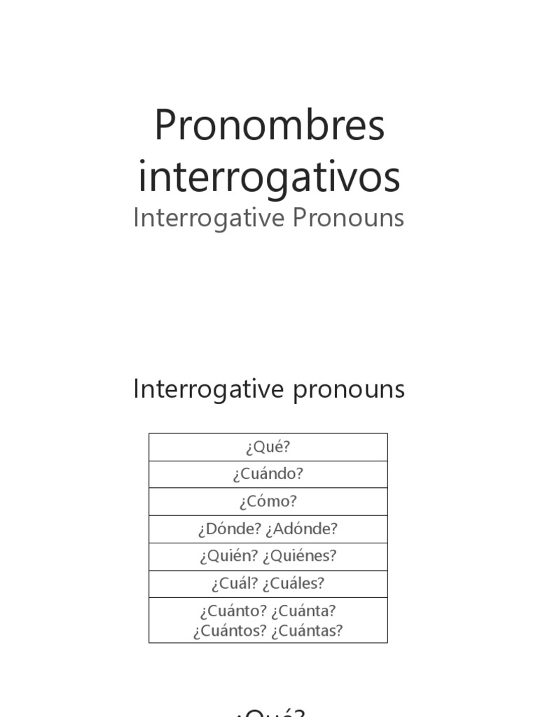 Interrogative Pronouns | PDF