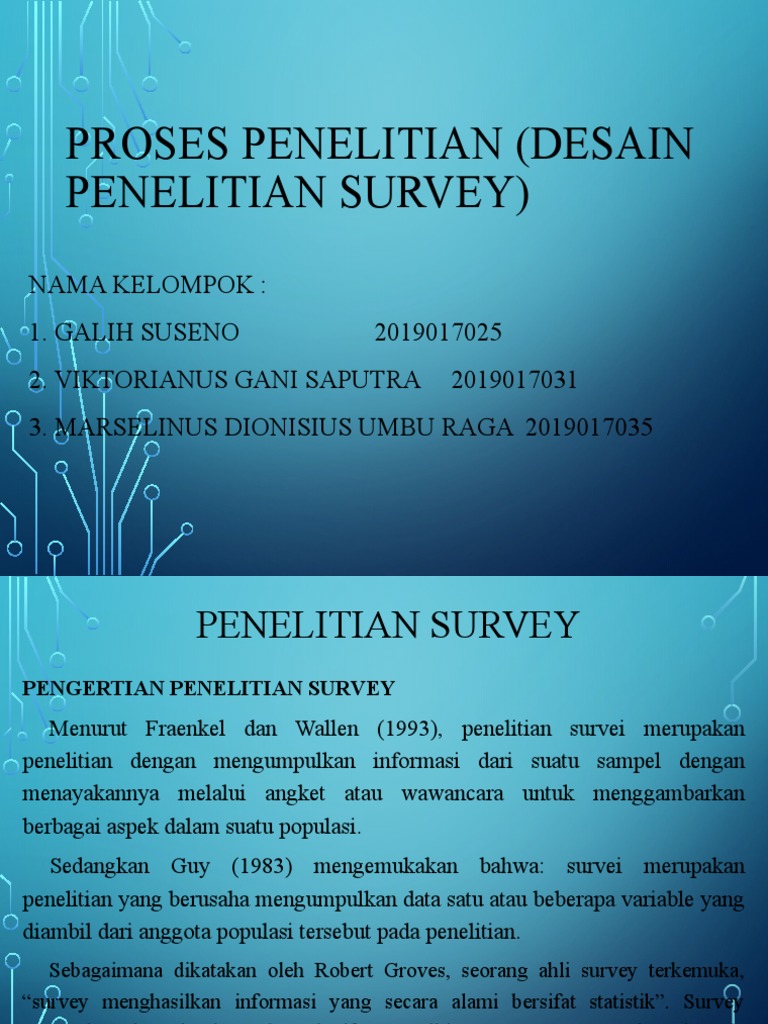 Proses Penelitian (Desain Penelitian Survey) | PDF