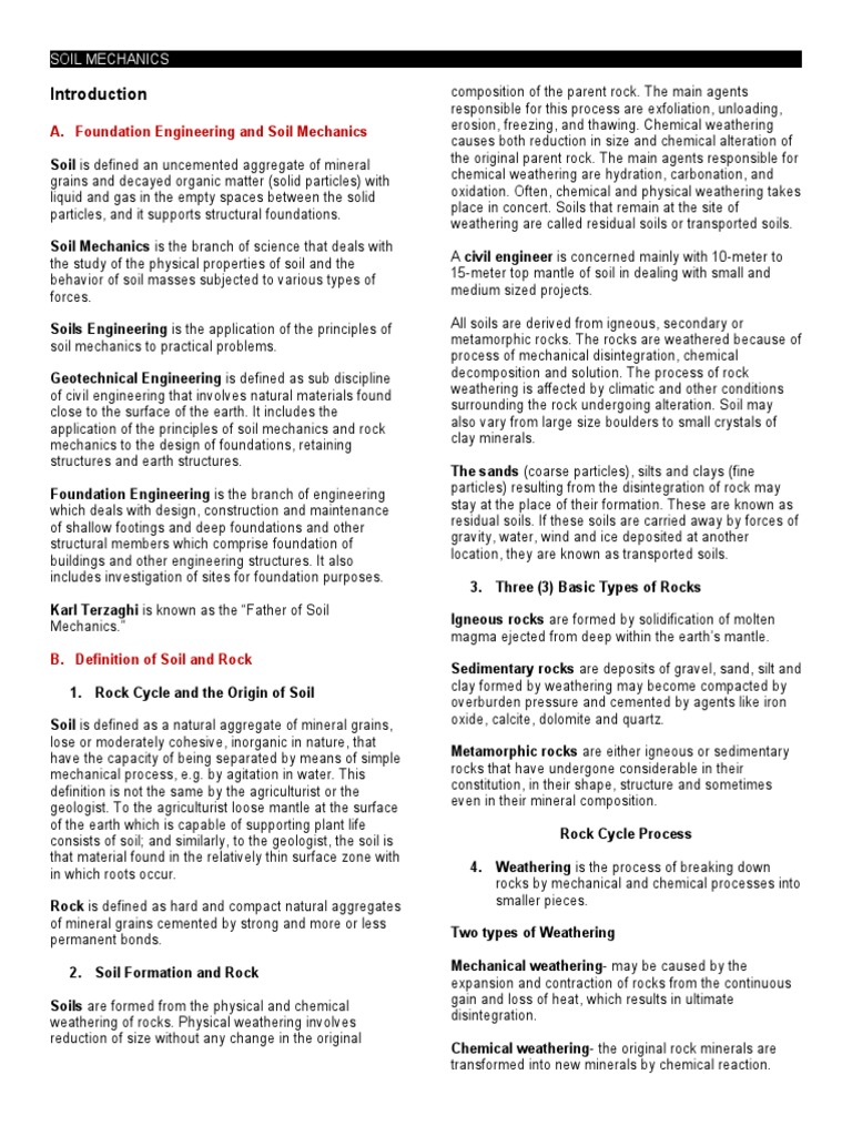 Introduction - Soil Mechanics Notes | PDF | Rock (Geology) | Soil Mechanics
