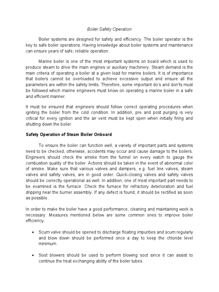 Boiler Safe Operation | PDF | Boiler | Water