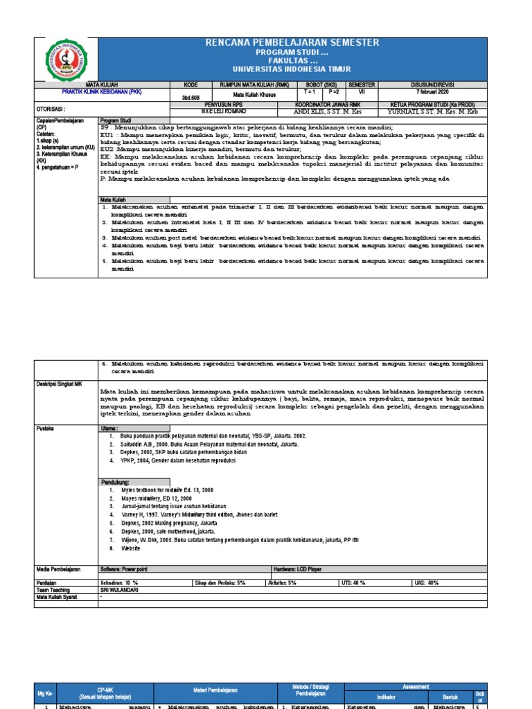 Contoh Matriks RPS | PDF