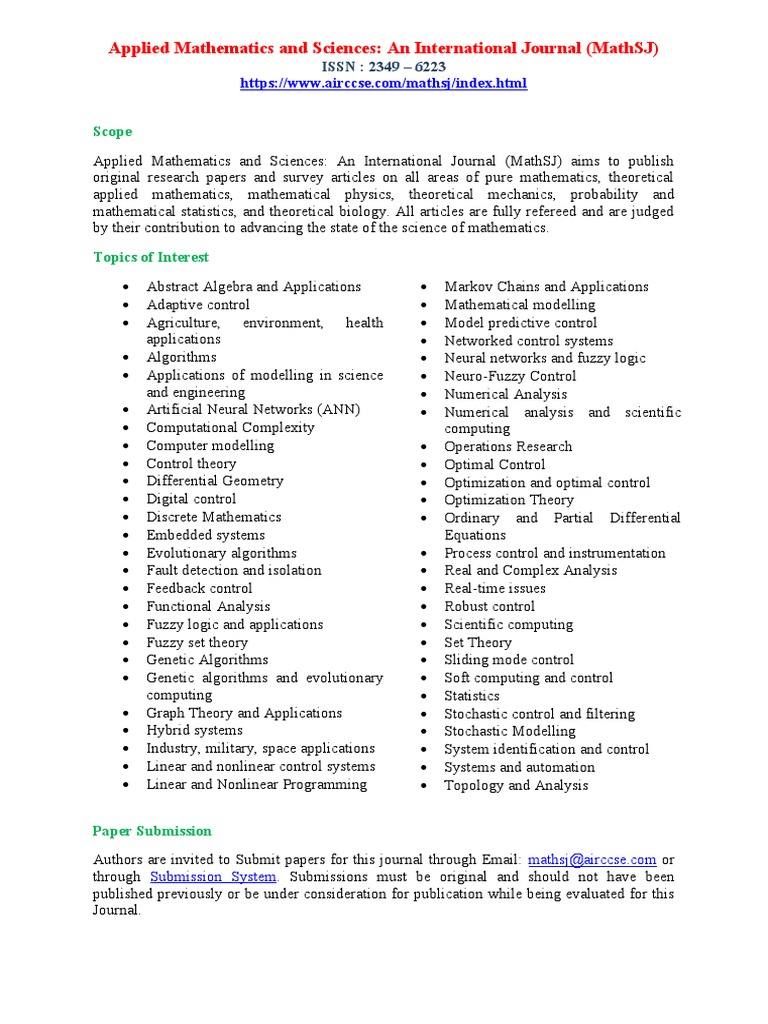 Applied Mathematics and Sciences Journal | PDF | Teaching Mathematics ...