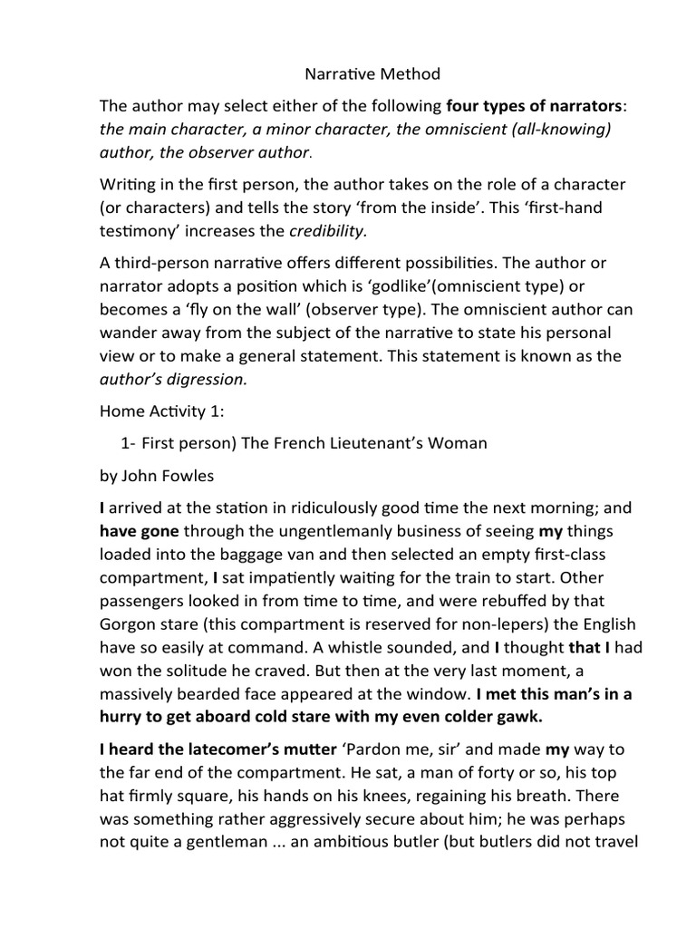 The Main Character, A Minor Character, The Omniscient (All-Knowing ...