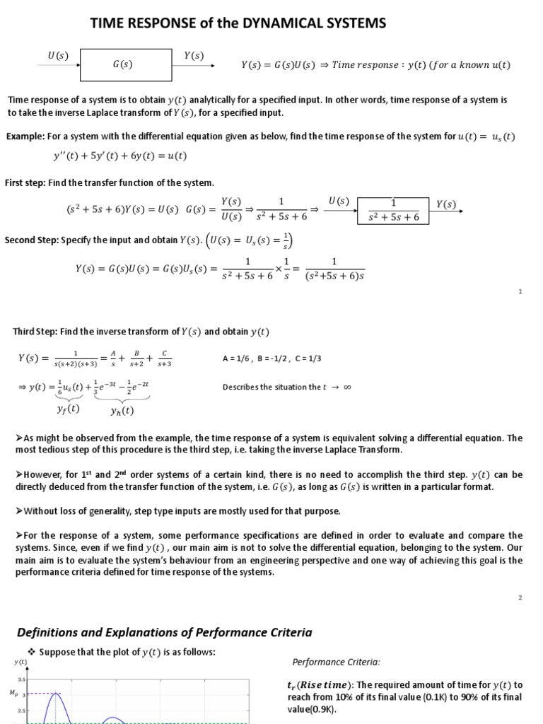 Time Response of The Dynamical Systems | PDF | Laplace Transform ...