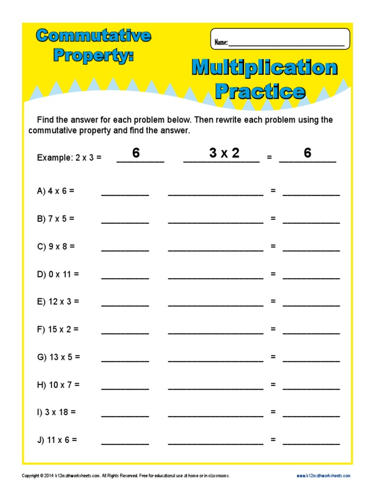 Multiplication Practice: Commutative Property | PDF | Social ...