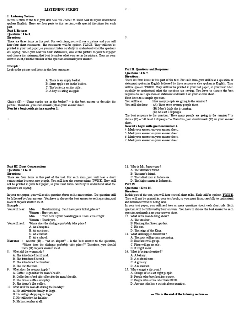 Listening Script | PDF | English Language