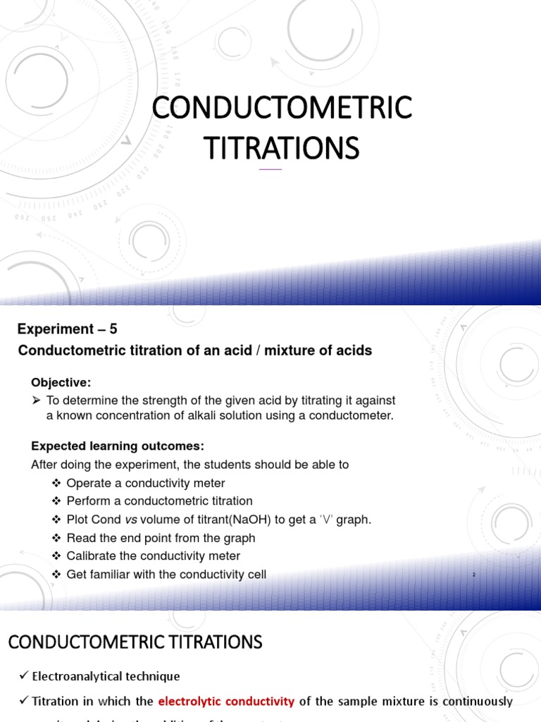 Conductometric Titration Guide | PDF | Chemistry | Titration