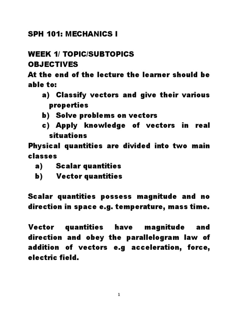 Understanding Vectors in Mechanics I | PDF | Euclidean Vector ...