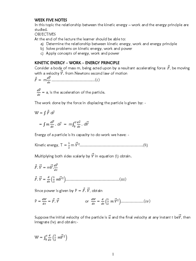 Kinetic Energy and Work Principles | PDF | Kinetic Energy | Force