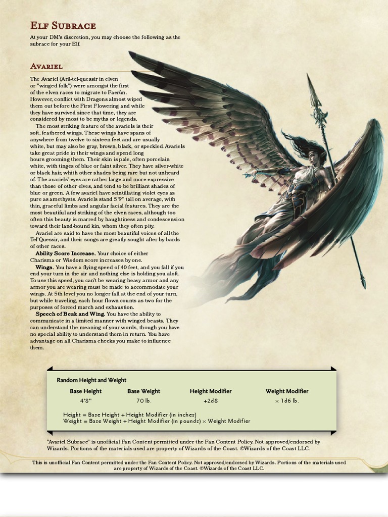 Avariel - GM Binder | PDF | Elf (Dungeons & Dragons) | D20 System