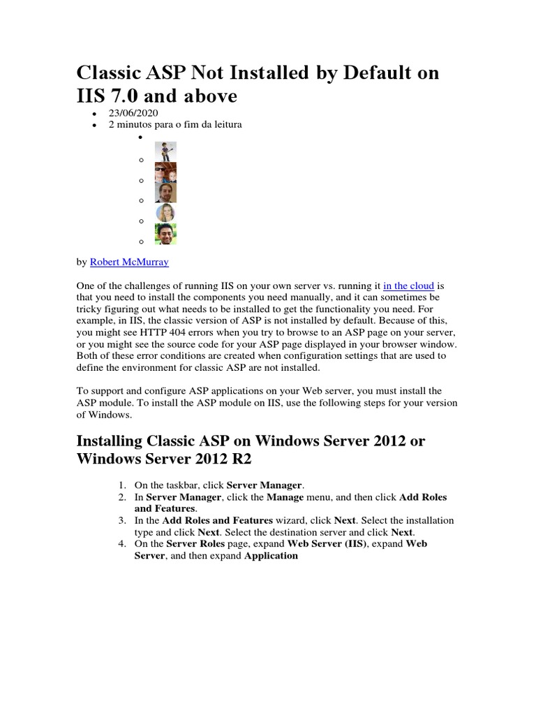 Configuring Classic ASP on IIS: A Guide to Installing the ASP Module | PDF | Internet ...