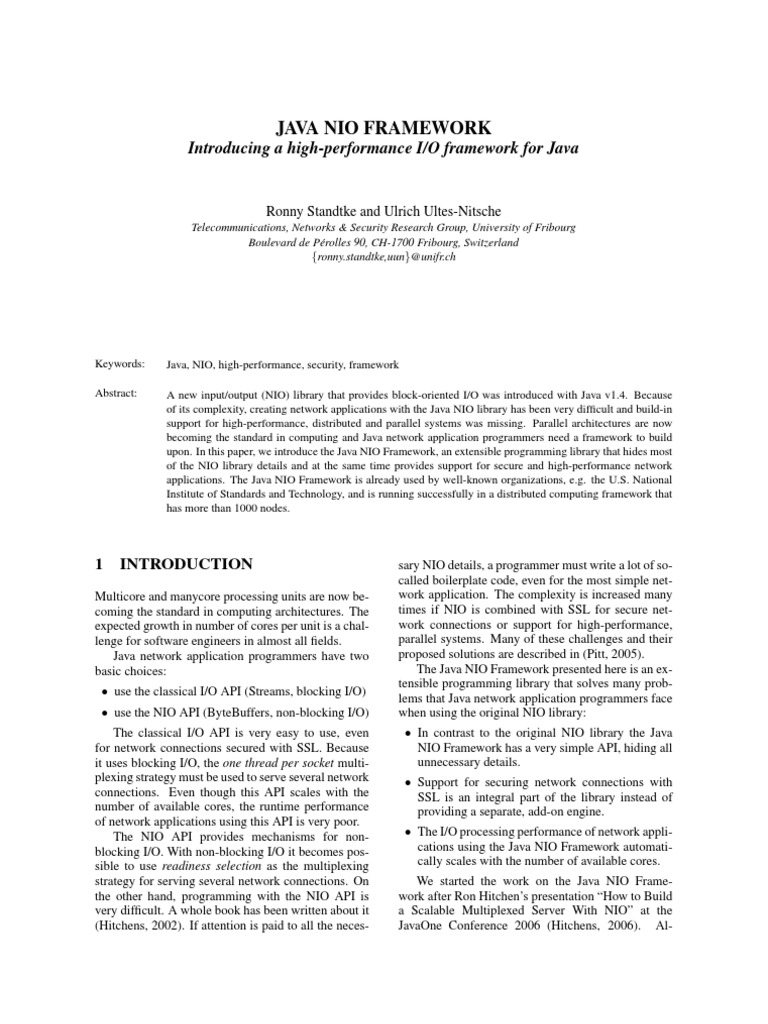 Java Nio Framework: Introducing A High-Performance I/O Framework For ...