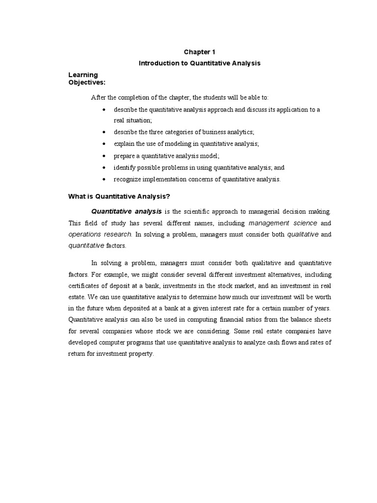Introduction To Quantitative Analysis | PDF | Analytics | Statistics