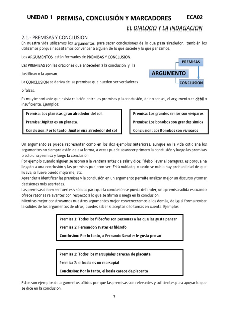 2.1. - Premisa Marcador y Conclusion | PDF | Argumento