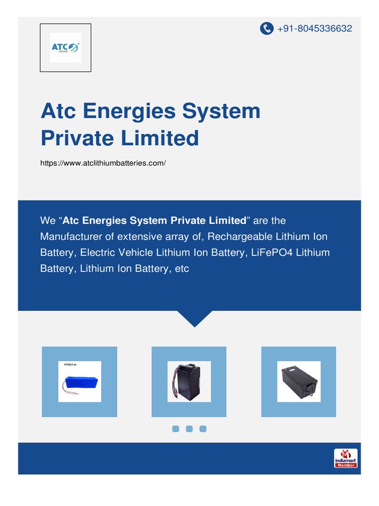 Atc Energies System Private Limited" Are The | PDF | Rechargeable ...