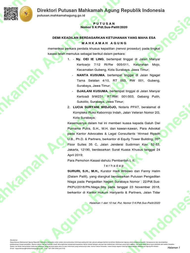 Contoh Putusan Pailit | PDF