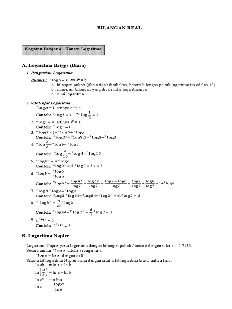 Panduan Lengkap Logaritma Real | PDF