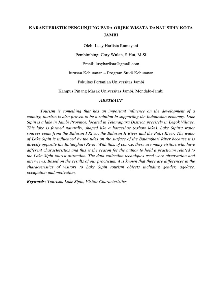 Aprak Rekreasi Alam Dan Ekowisata - Karakteristik Pengunjung | PDF