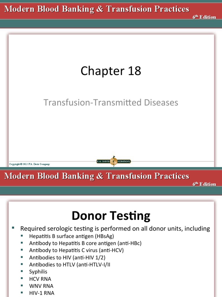Transfusion-Transmitted Diseases: 6 Edition | PDF | Hepatitis B | Hepatitis