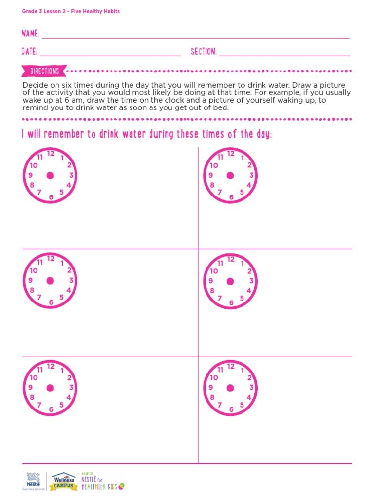 Lesson 2 - Five Healthy Habits Worksheet 3 | PDF