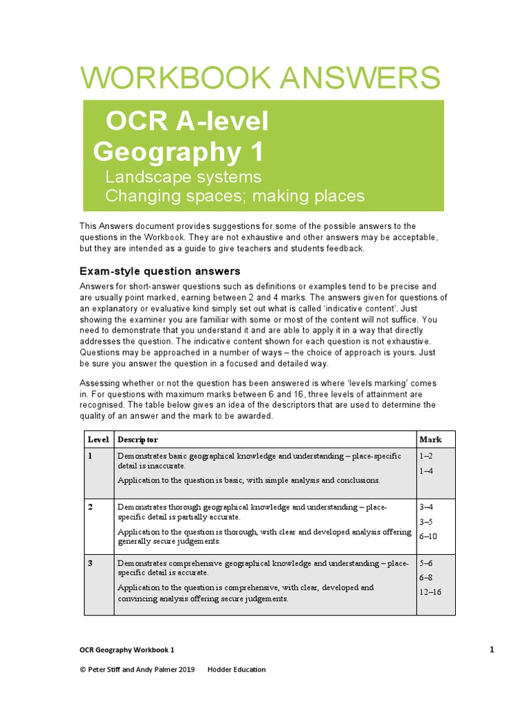Workbook Answers: OCR A-Level Geography 1 | PDF | Glacier | Beach