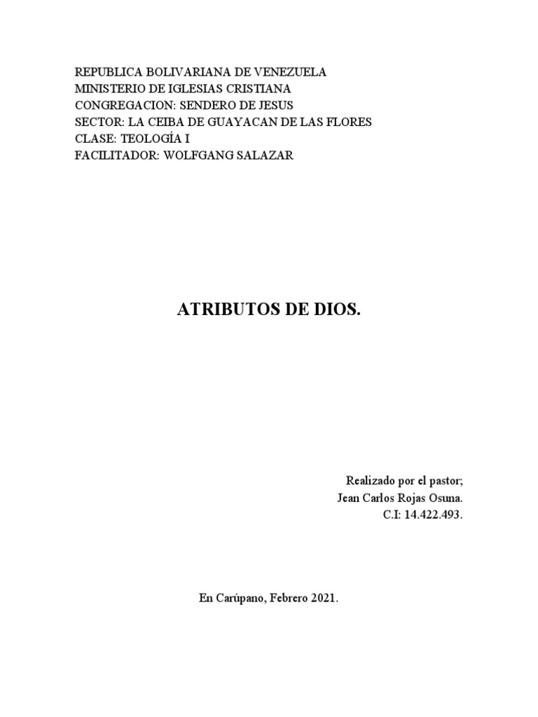 Los Atributos de Dios | PDF | Dios | Pecado