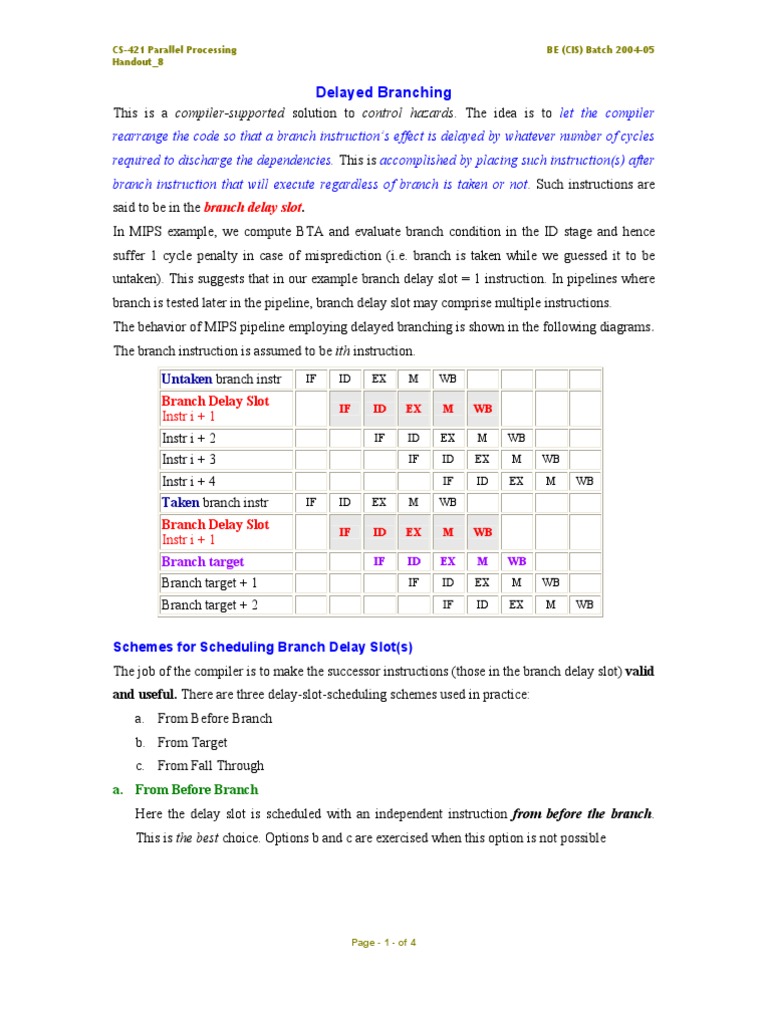 Delayed Branching | PDF | Computer Architecture | Areas Of Computer Science