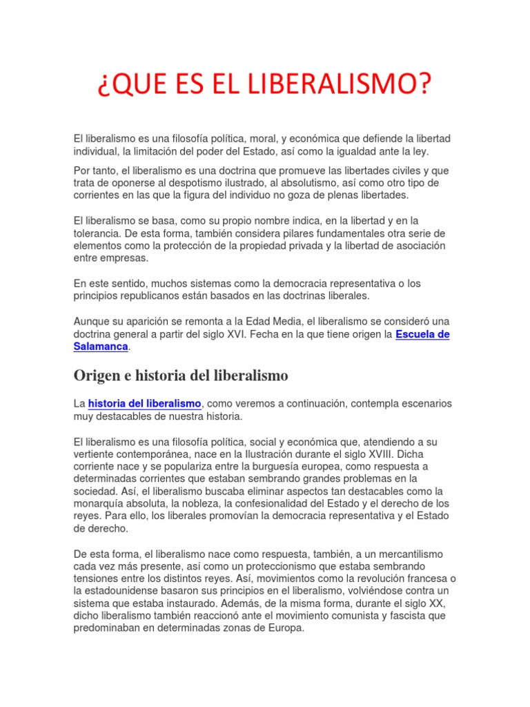 Que Es El Liberalismo | PDF | Liberalismo | Libertad