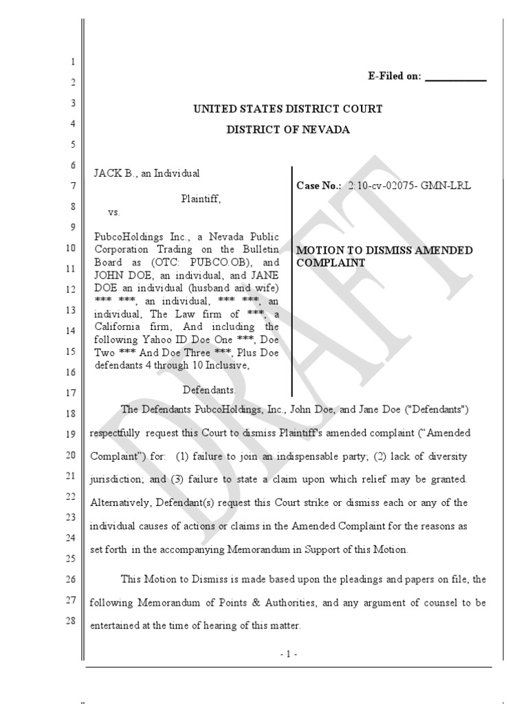 Nevada Ninth Circuit Motion Dismiss | Federal Rules Of Civil Procedure ...