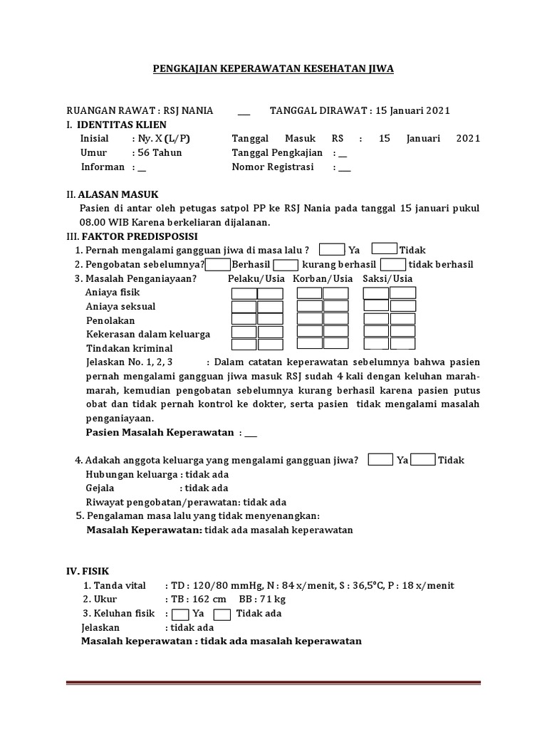 Format Asuhan Keperawatan Jiwa | PDF
