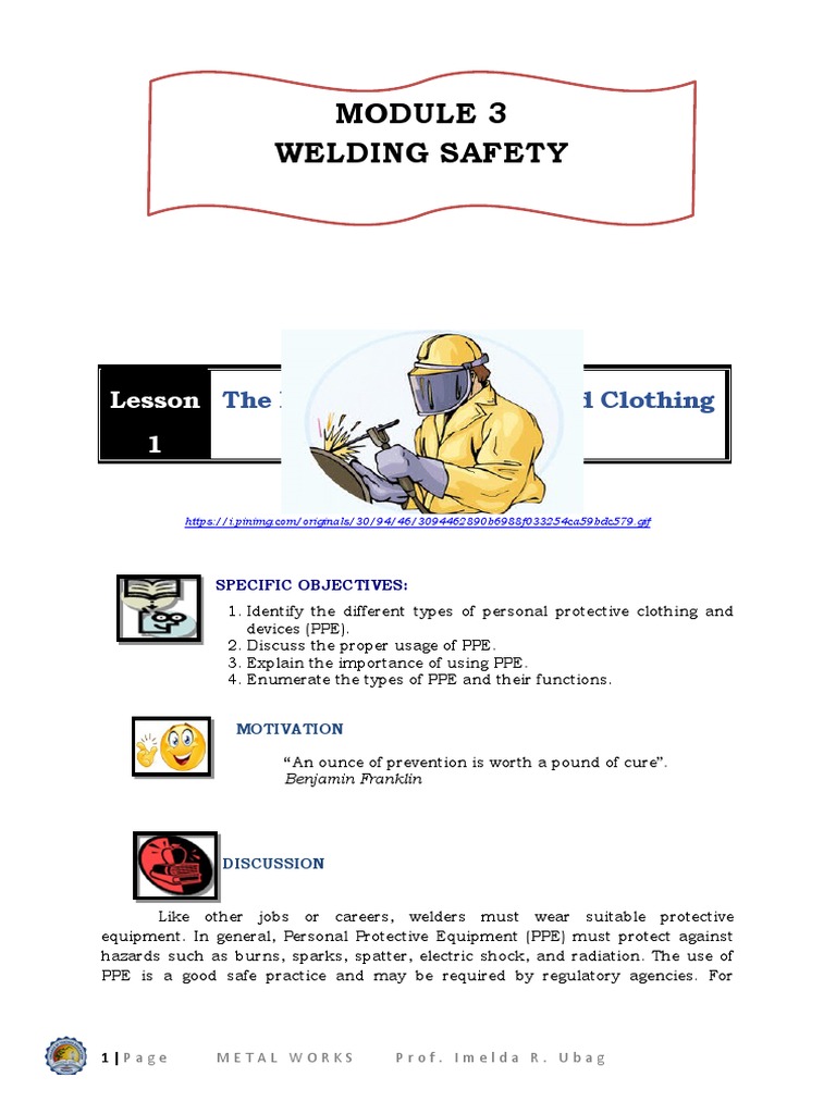 Welding Safety: Lesson 1 | PDF | Personal Protective Equipment | Welding