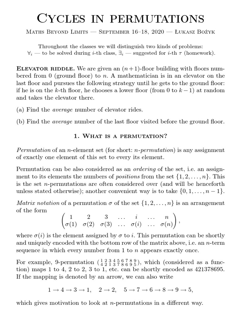 Cycles in Permutations | PDF | Permutation | Mathematical Objects