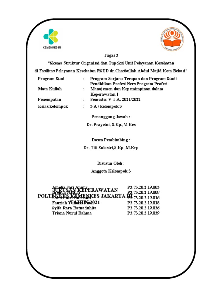 Kel.3 Ners 3A - Skema Struktur Organisasi Dan Tupoksi Unit Pelayanan ...