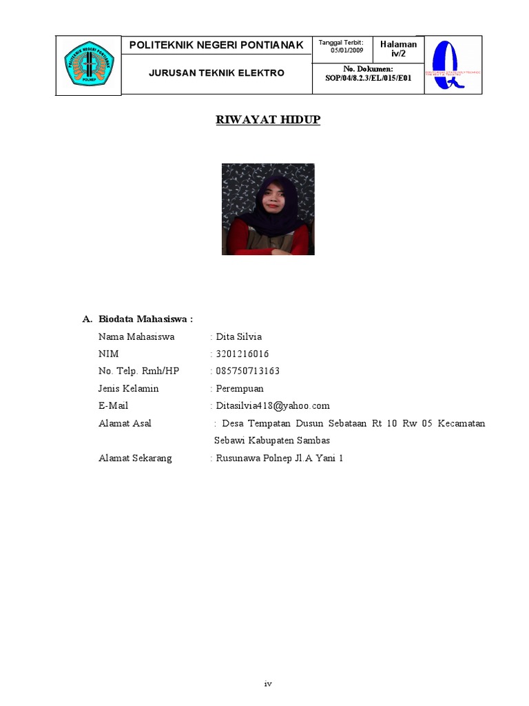 Biodata Mahasiswa Teknik Elektro Polnep | PDF