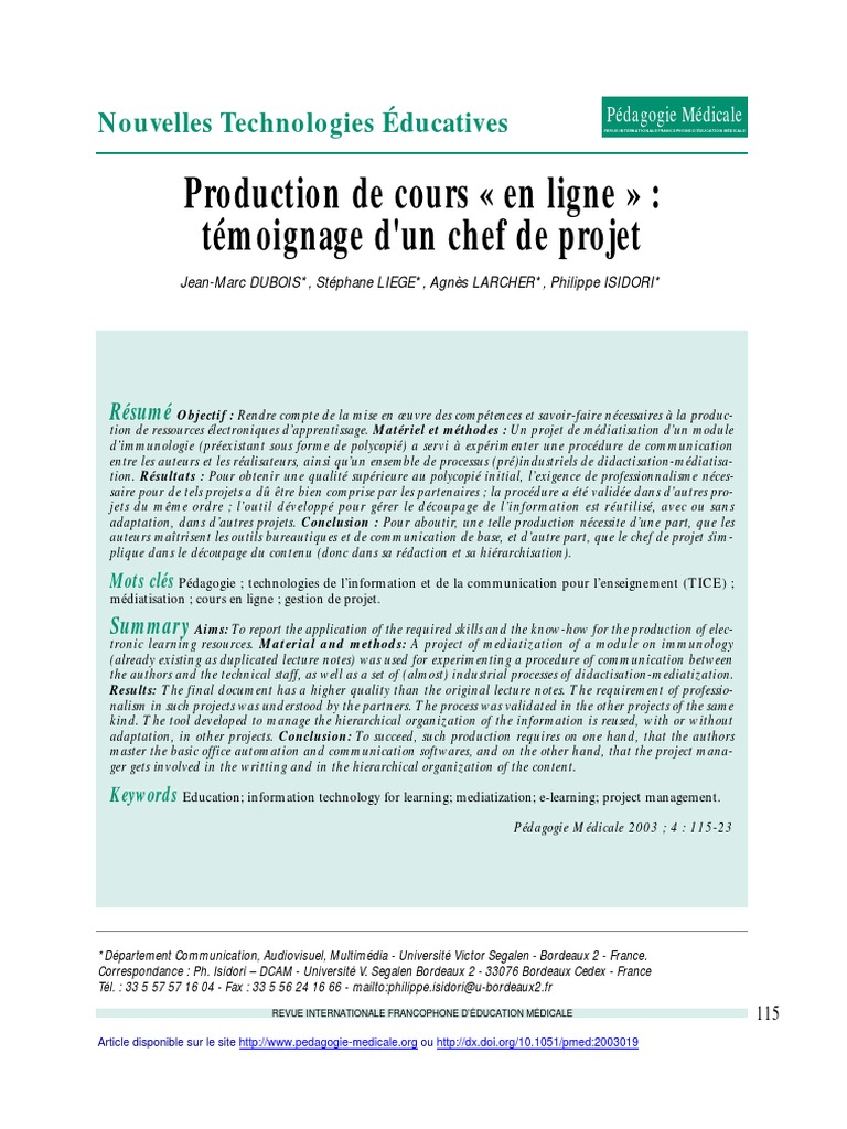Production de Cours en Ligne | PDF | Mise en page | Pédagogie