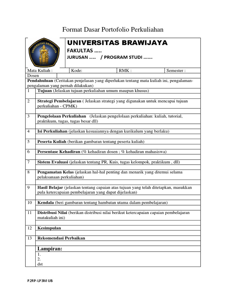 Format Portofolio Perkuliahan | PDF